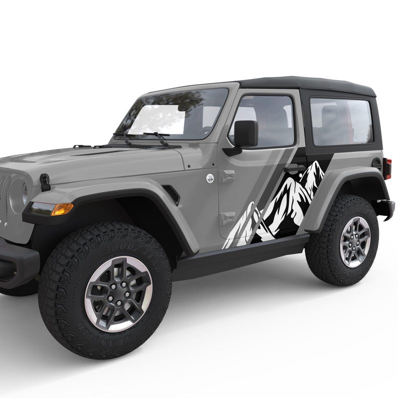 Fits Jeep Wrangler & Gladiator Sticker. Mountain Faded Graphic Door ...