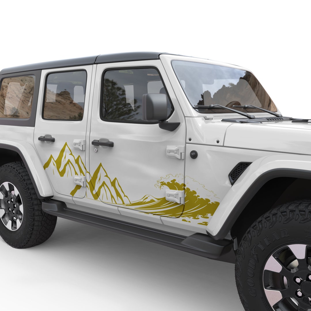 Fits Jeep Vinyl Decals. Wave Mountains Side Graphics. High Quality ...