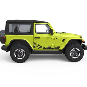 Trees Mountains Compass Decals. for Jeep Wrangler Side Doors Decals ...