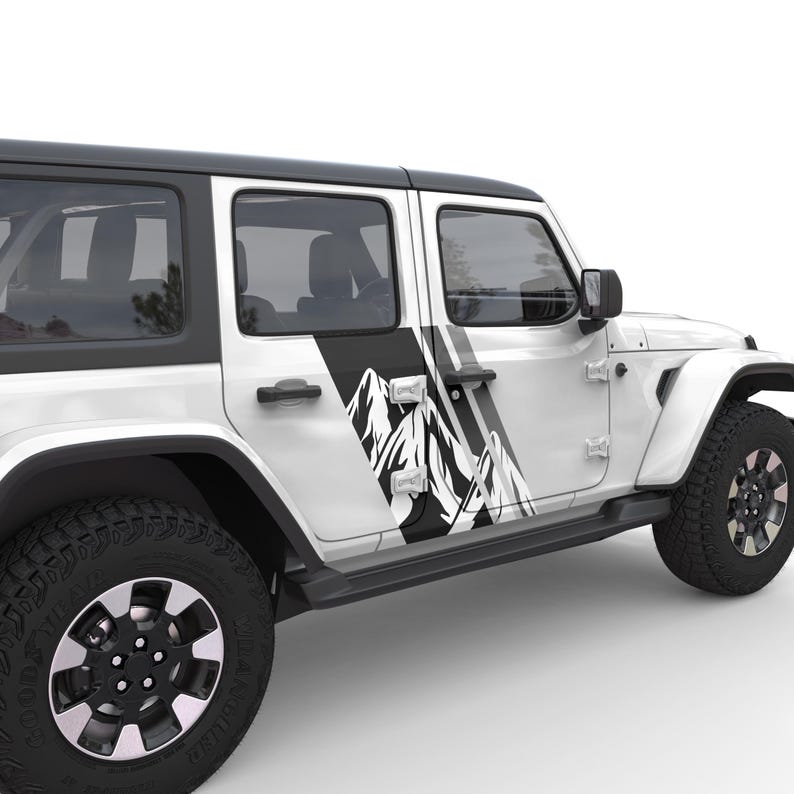 Fits Jeep Wrangler & Gladiator Sticker. Mountain Faded Graphic Door ...