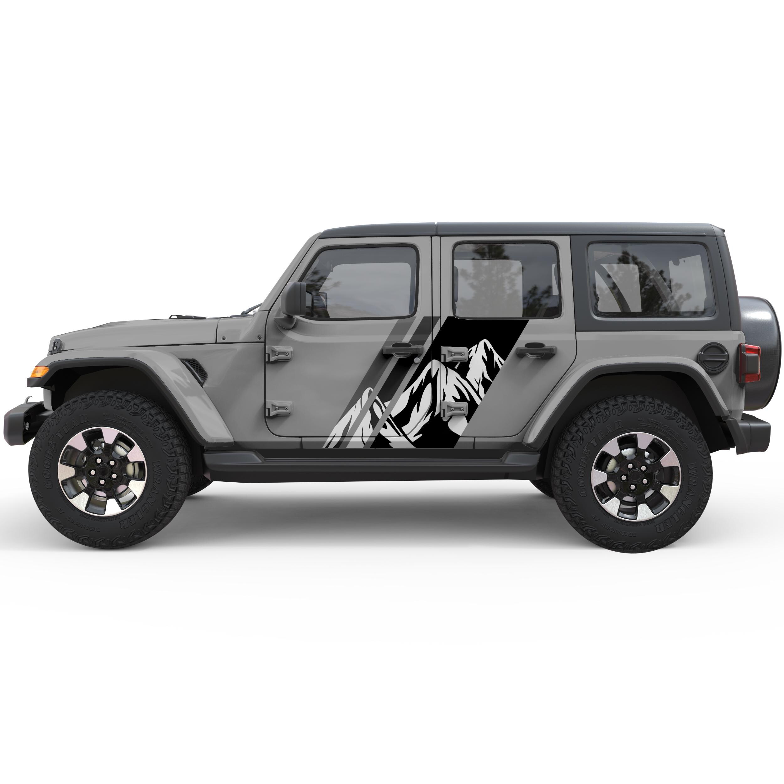 Fits Jeep Wrangler & Gladiator Sticker. Mountain Faded Graphic Door ...