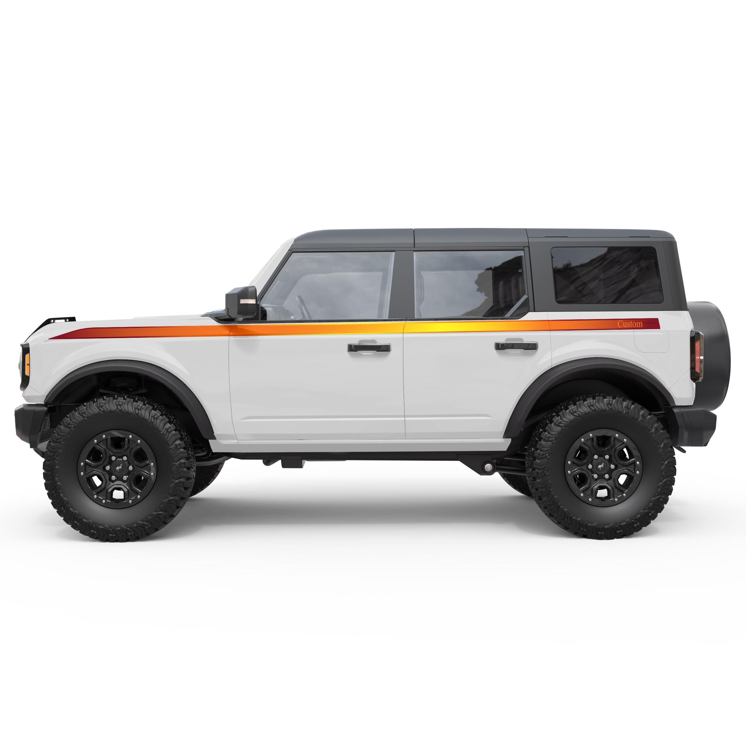Fits Ford Bronco Decals 2021+. Heritage Style Retro Sunset Hood and ...