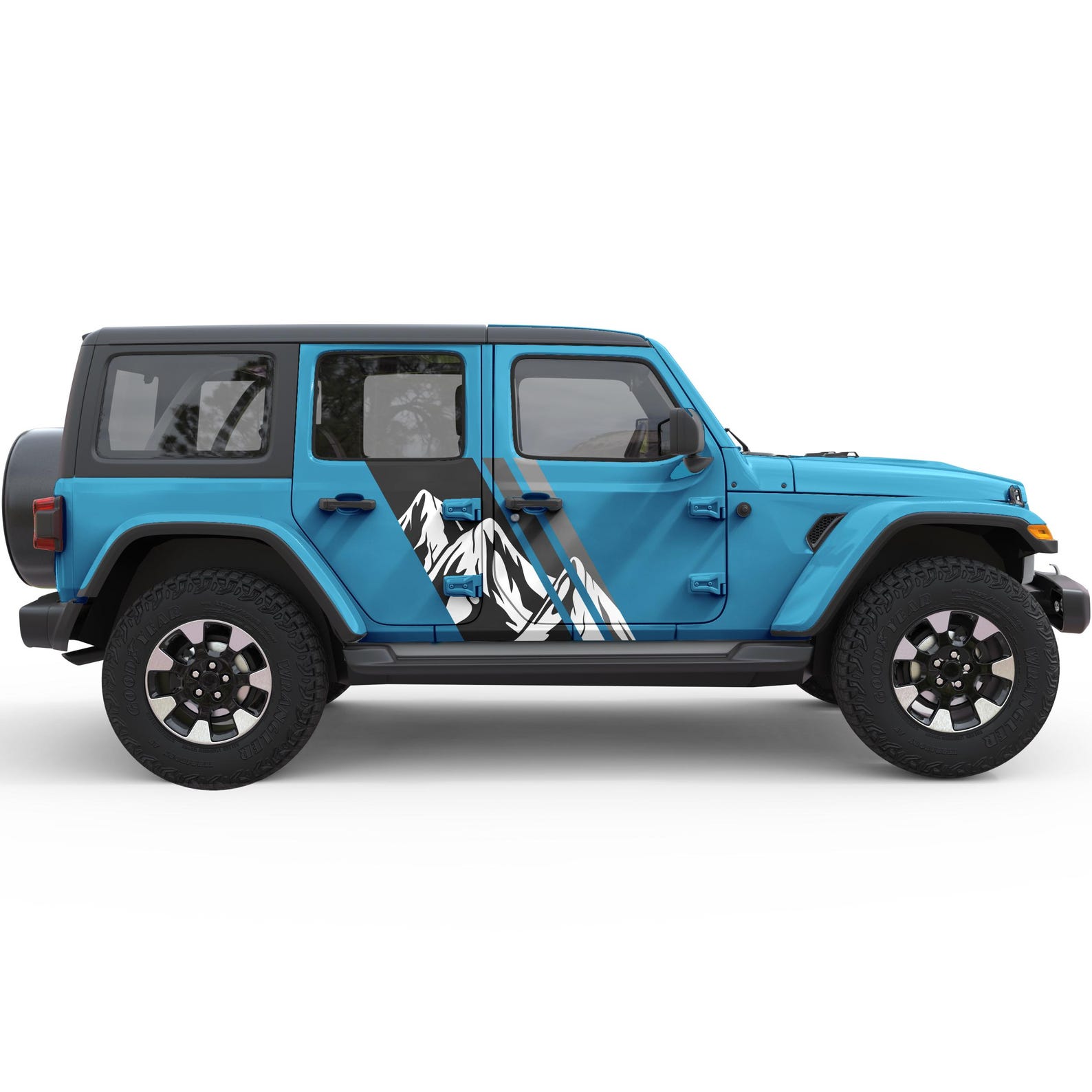 Fits Jeep Wrangler & Gladiator Sticker. Mountain Faded Graphic Door ...