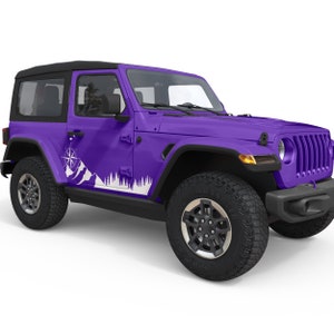 Trees Mountains Compass Decals. for Jeep Wrangler Side Doors Decals ...