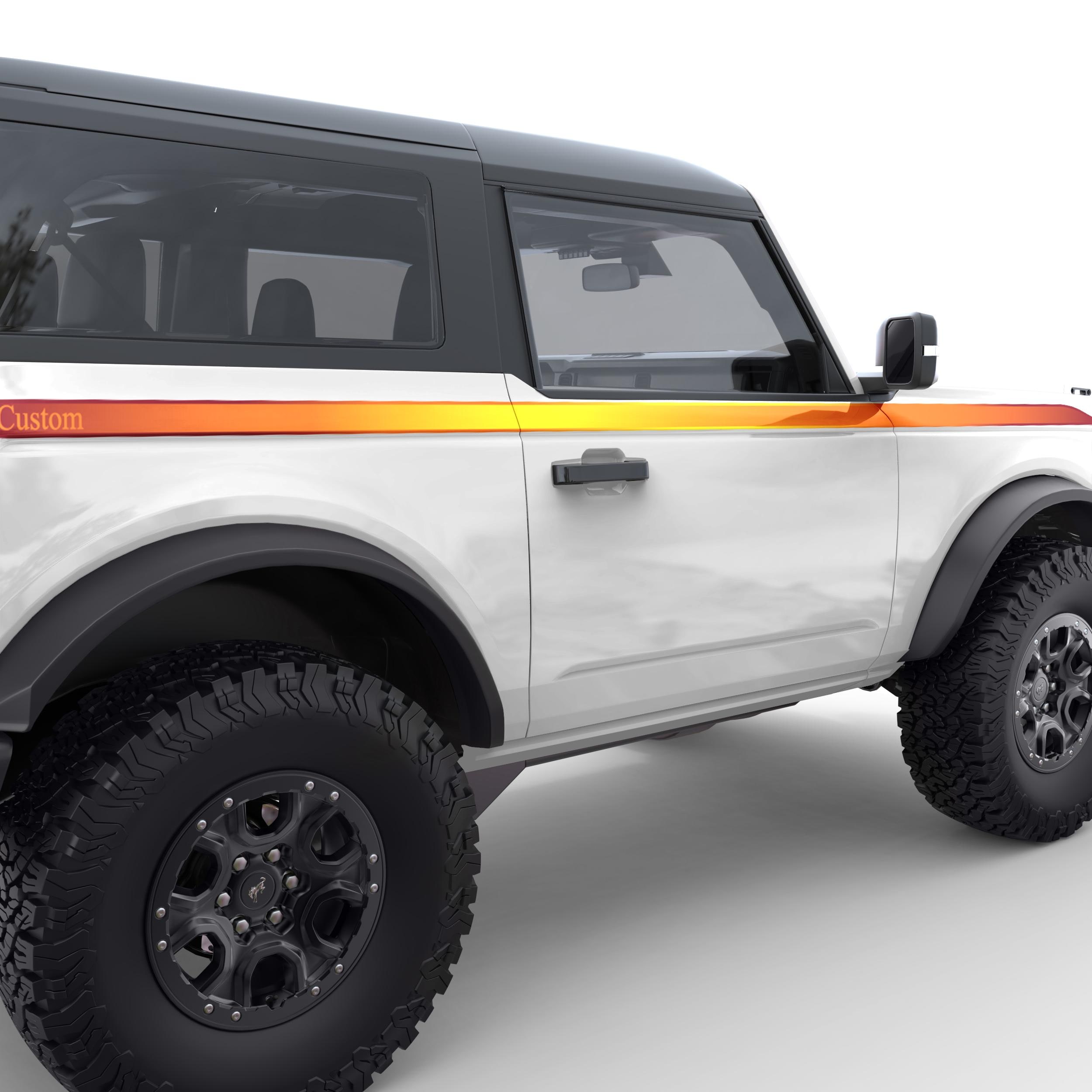 Fits Ford Bronco Decals 2021+. Heritage Style Retro Sunset Hood and ...