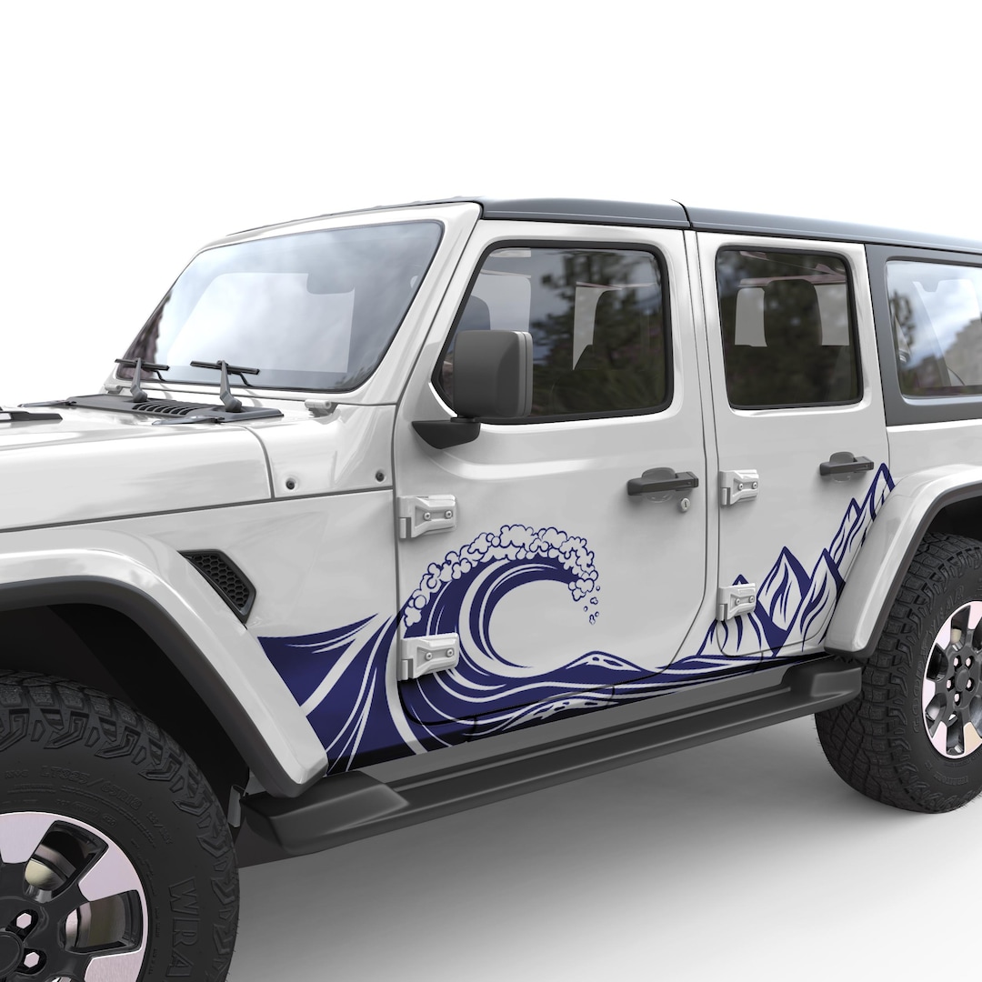 Fits Jeep Vinyl Decals. Wave Mountains Side Graphics. High Quality ...