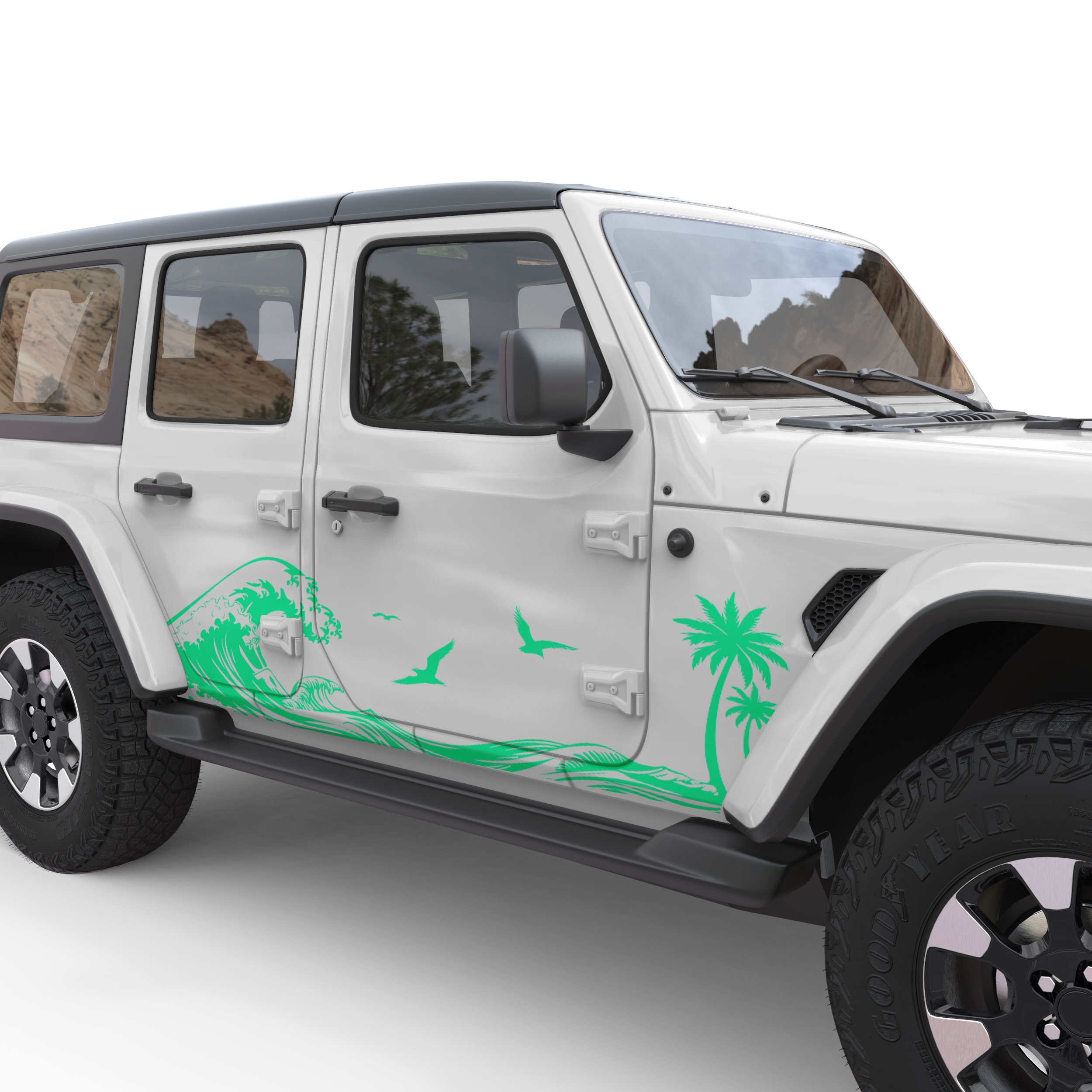 Fits Jeep Decals - Wave Beach Graphics Vinyl Decals for Jeep Wrangler ...
