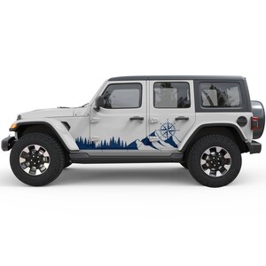 Trees Mountains Compass Decals. for Jeep Wrangler Side Doors Decals ...