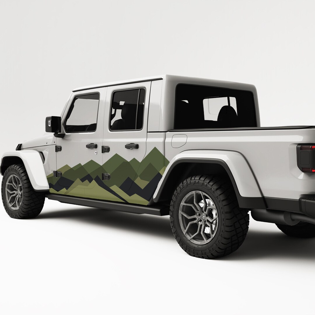 Fits Jeep Gladiator Graphics Decals. Retro Mountain Graphics Door ...