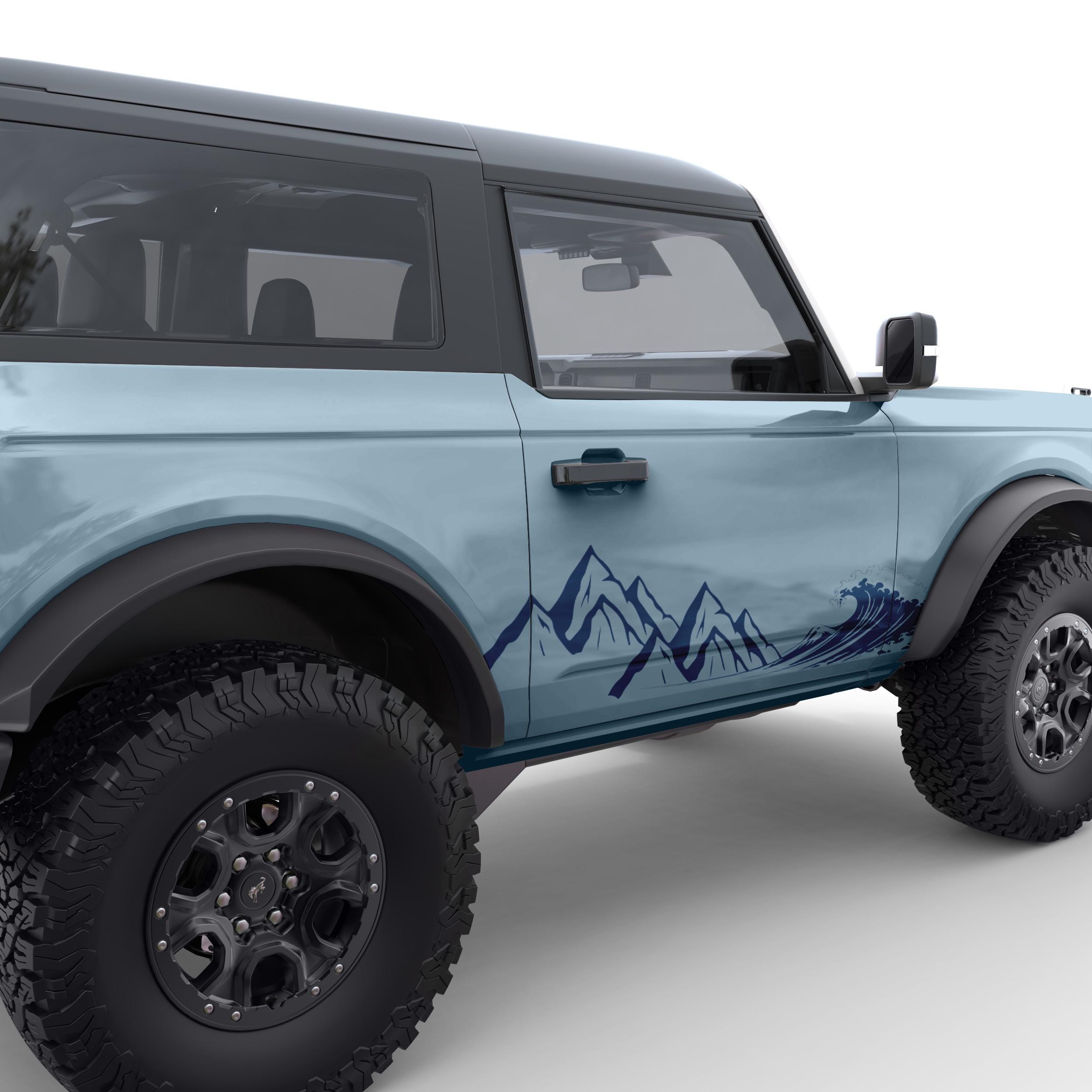 Wave Mountain Door Decals. for Ford Bronco Decal 2021+. Vinyl Graphics ...