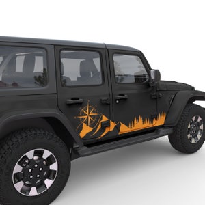 Trees Mountains Compass Decals. for Jeep Wrangler Side Doors Decals ...
