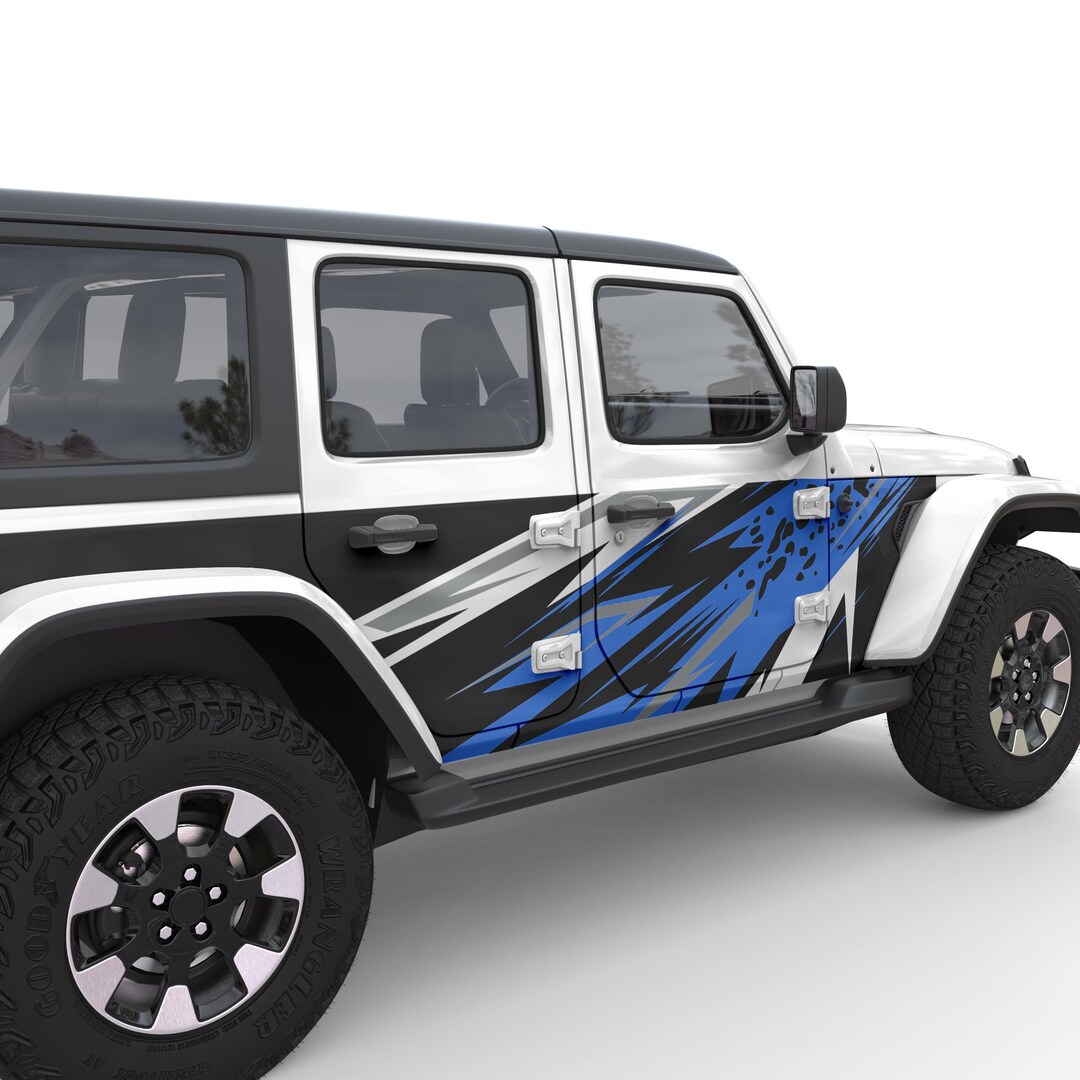 For Jeep Wrangler Vinyl Decals. Electric Shockwave Door Decals. Made in ...