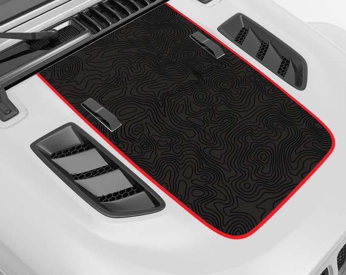 Topographic Map Hood Decal Glossy or Matte Finish-fits 2018 Wrangler JL ...