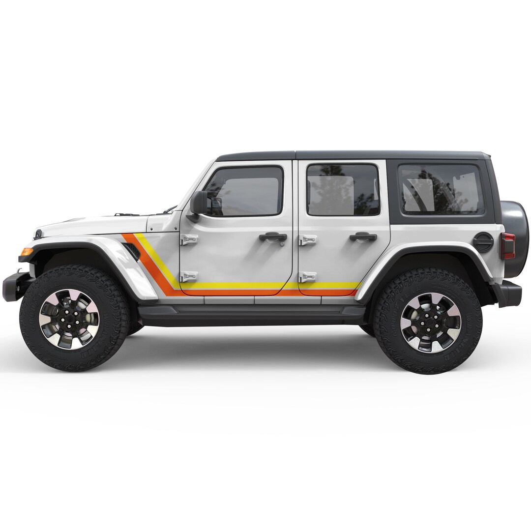 Fits Jeep Wrangler & Gladiator Sticker. Retro Body Stripes Door Decals ...