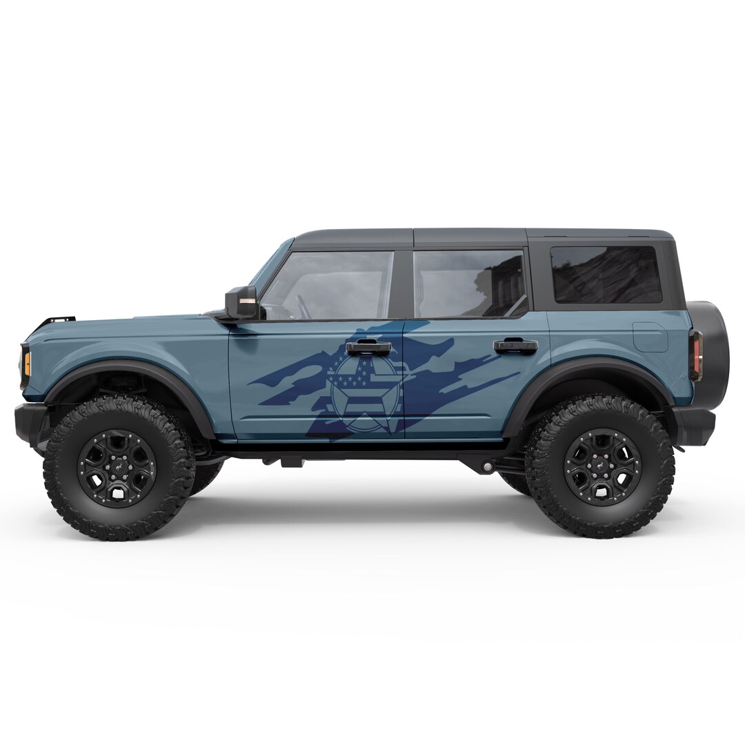 For Ford Bronco Sticker 2021. Ripped US Flag Army Star for Bronco ...