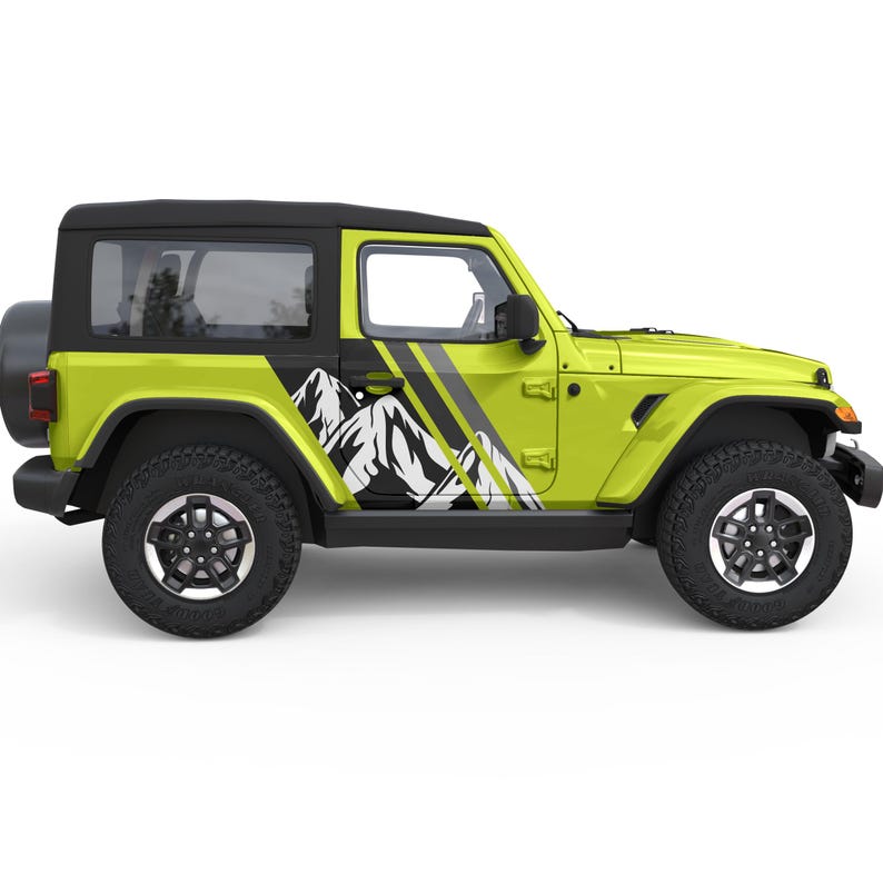 Fits Jeep Wrangler & Gladiator Sticker. Mountain Faded Graphic Door ...