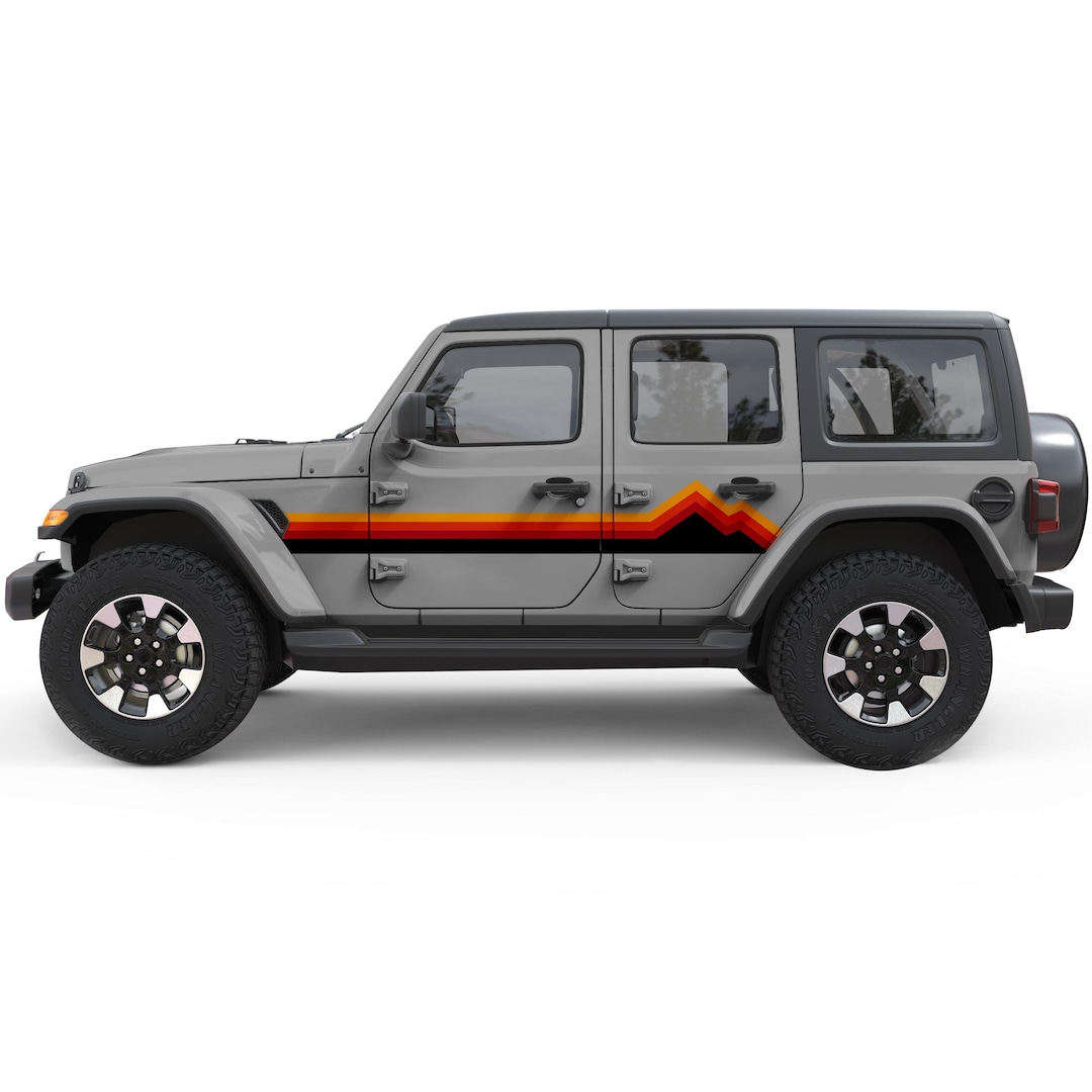 Fits Jeep Wrangler Stickers. Retro Mountain Stripes for Jeep ...