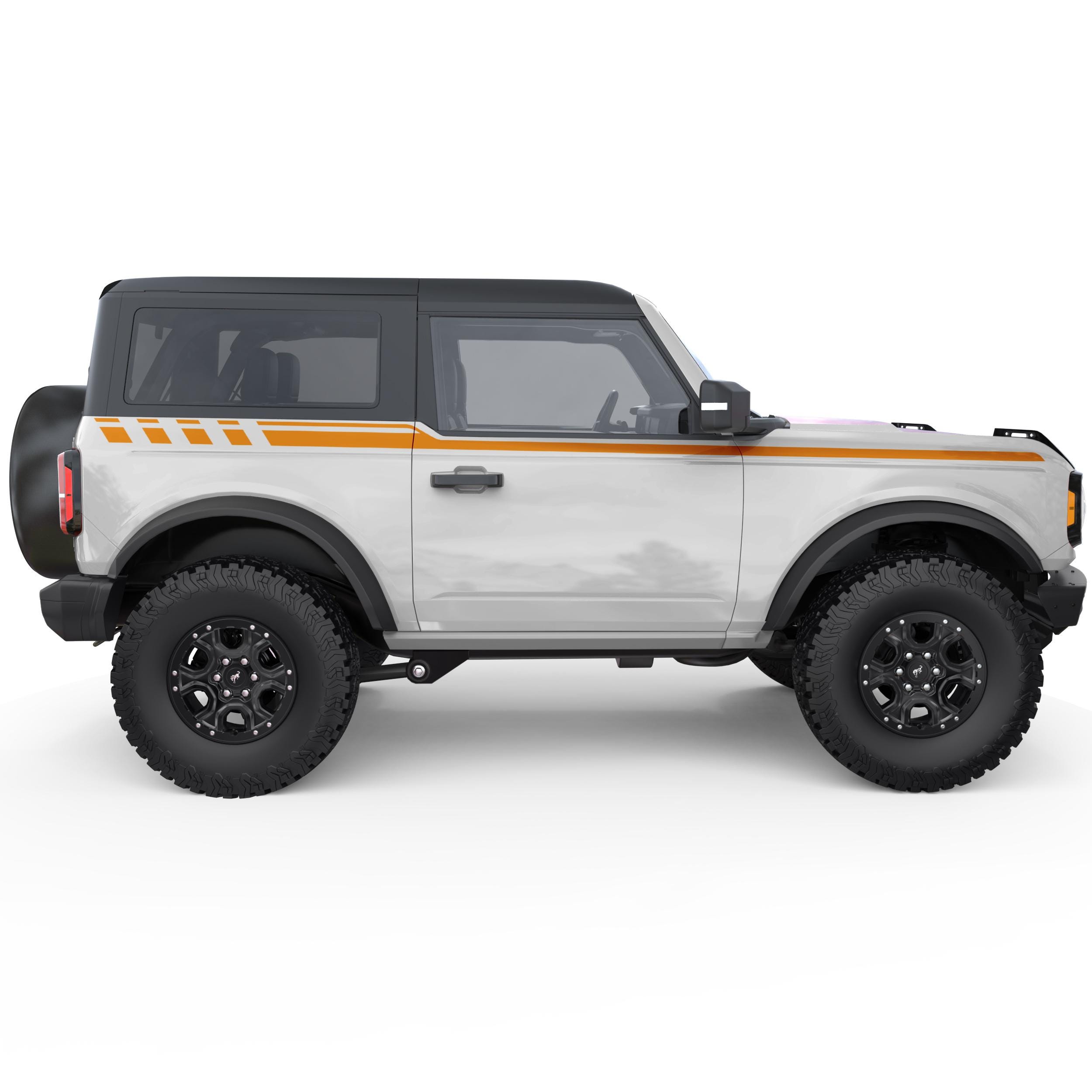 For 2021+ Ford Bronco Stickers. Long Body Stripes Side Doors Decals for ...