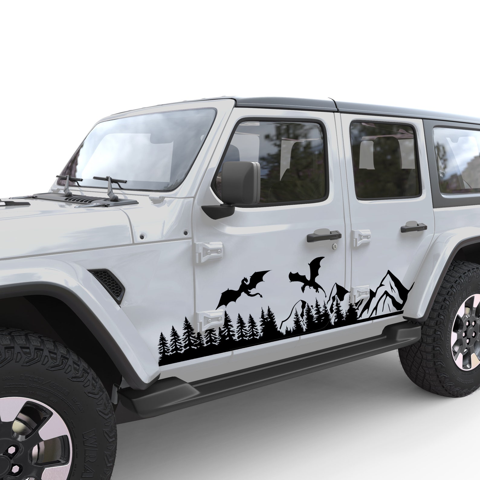 Fits Jeep Vinyl Decals. Dragon Mountains Side Graphics for Jeep ...