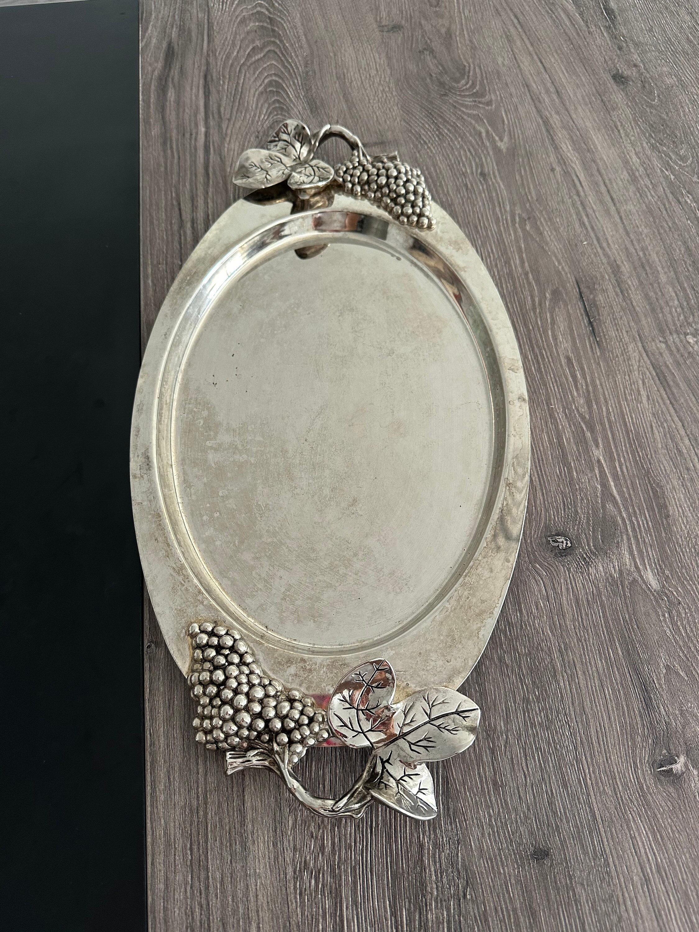 Vintage Godinger Silver Plate Tray Oval Grapes Pattern Godinger ...