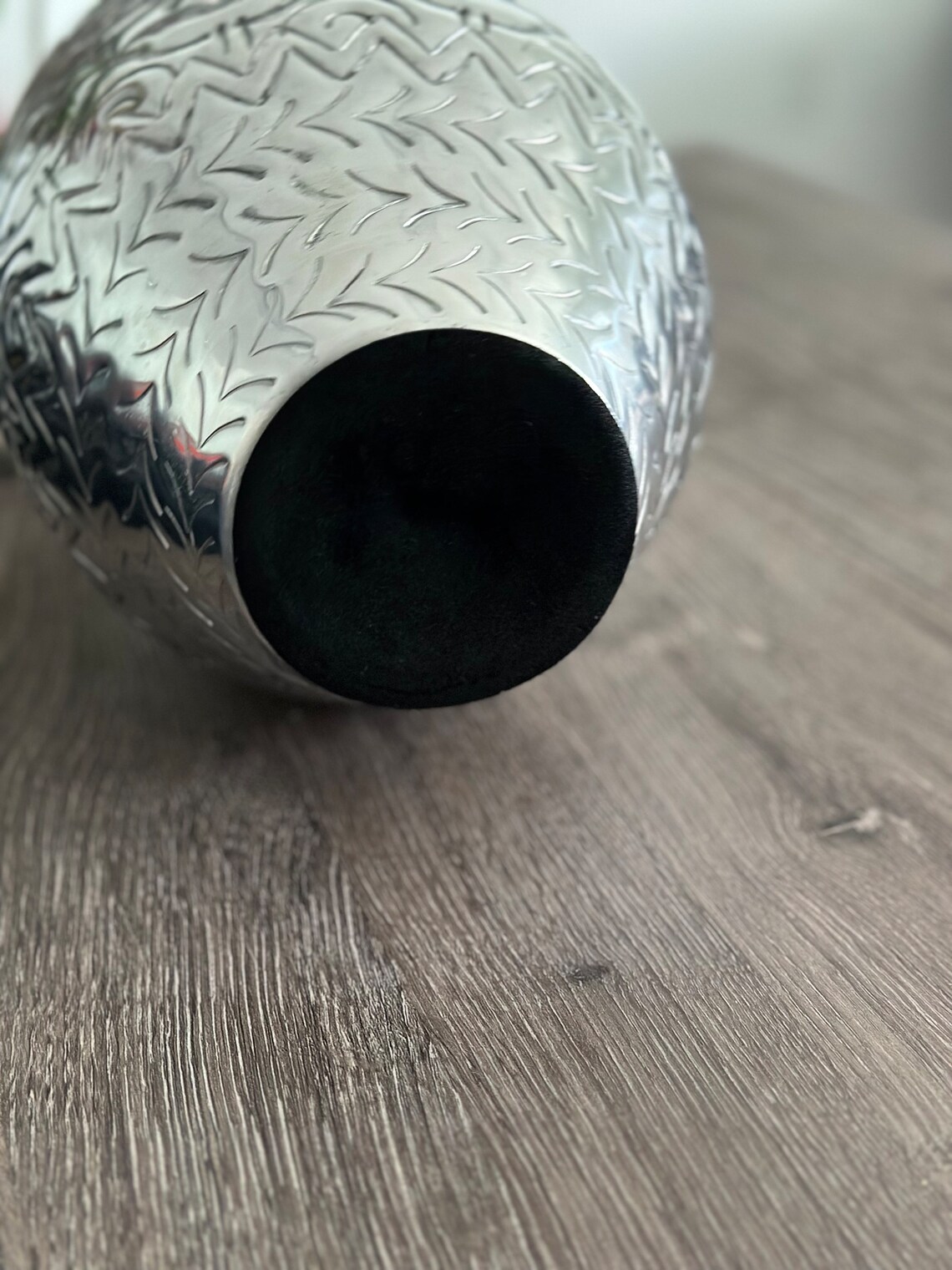 Handcrafted Silver Metal Vase With Floral Design, Featuring an Eastern ...