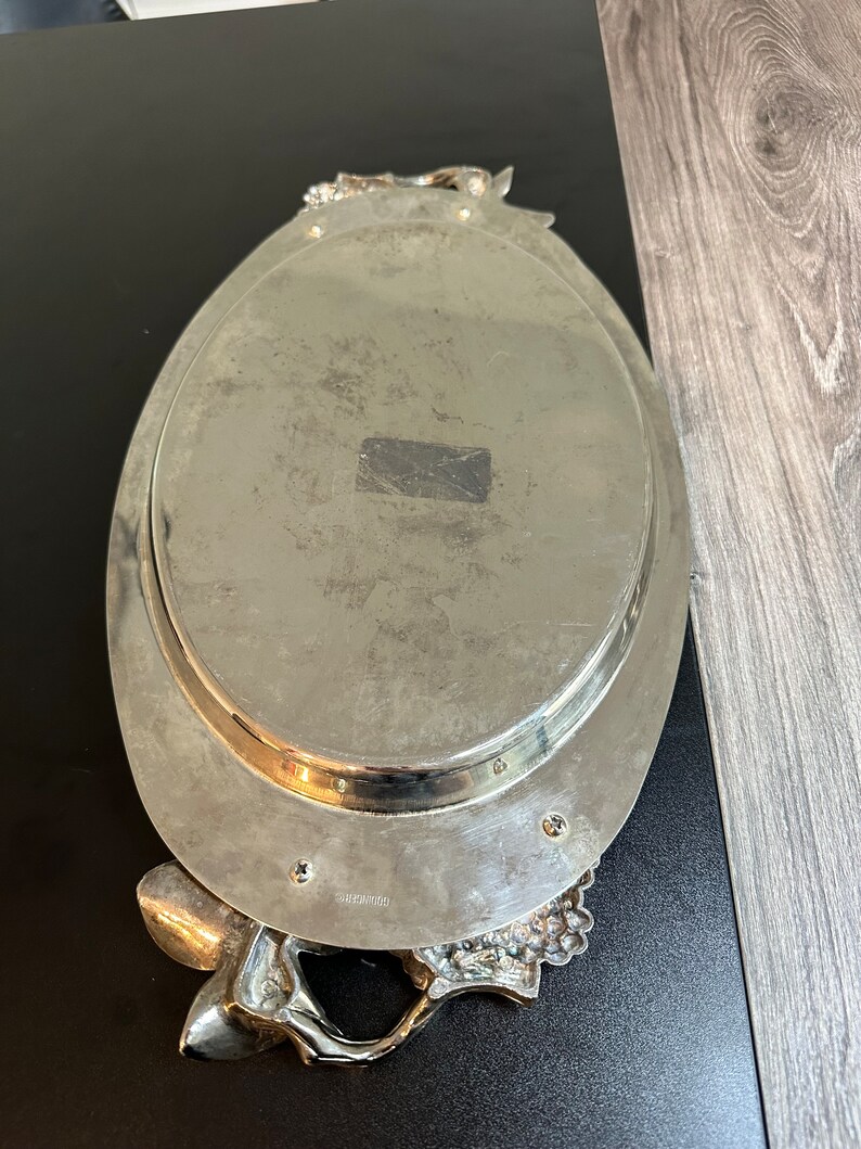 Vintage Godinger Silver Plate Tray Oval Grapes Pattern Godinger ...