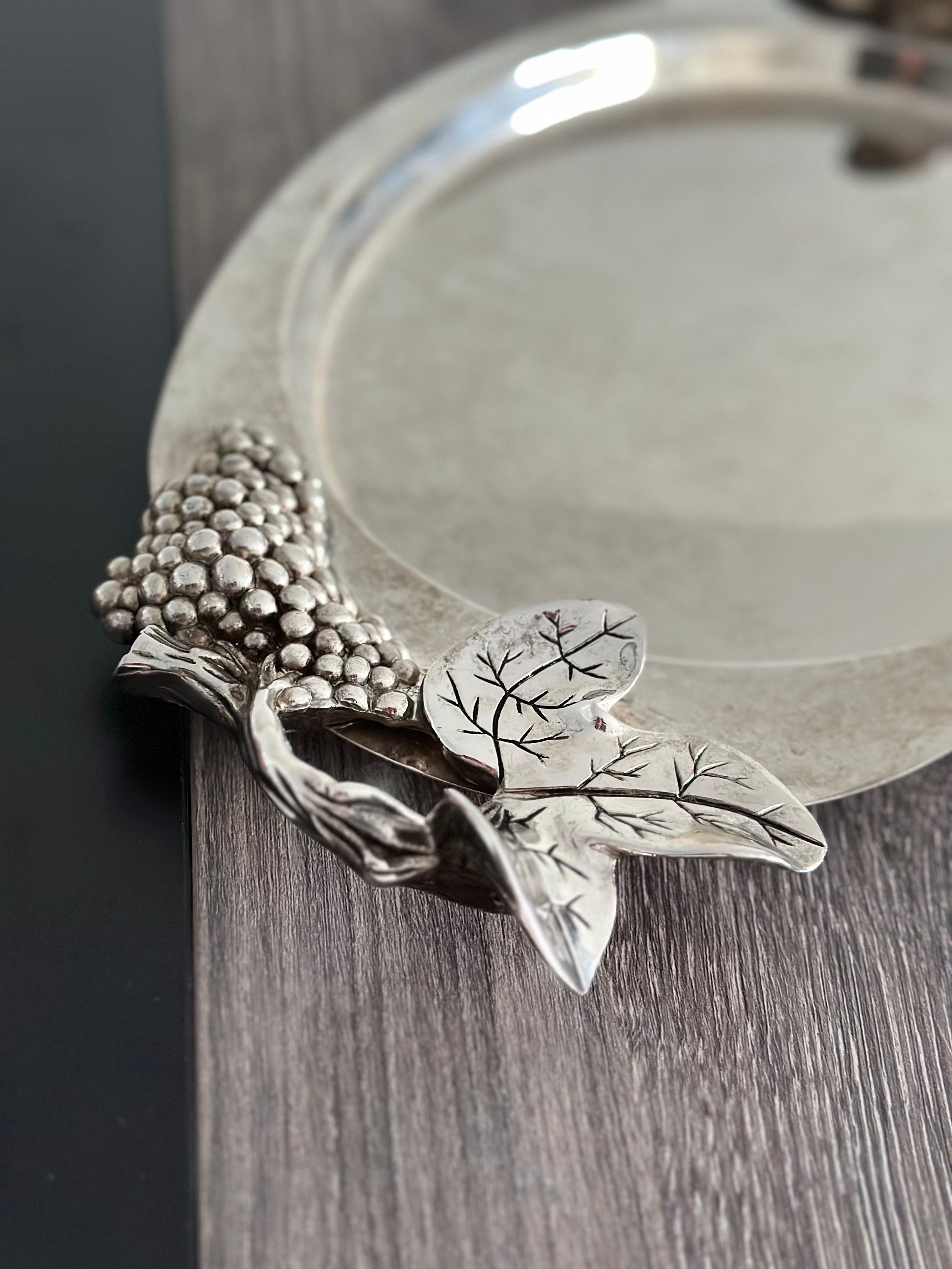 Vintage Godinger Silver Plate Tray Oval Grapes Pattern Godinger ...