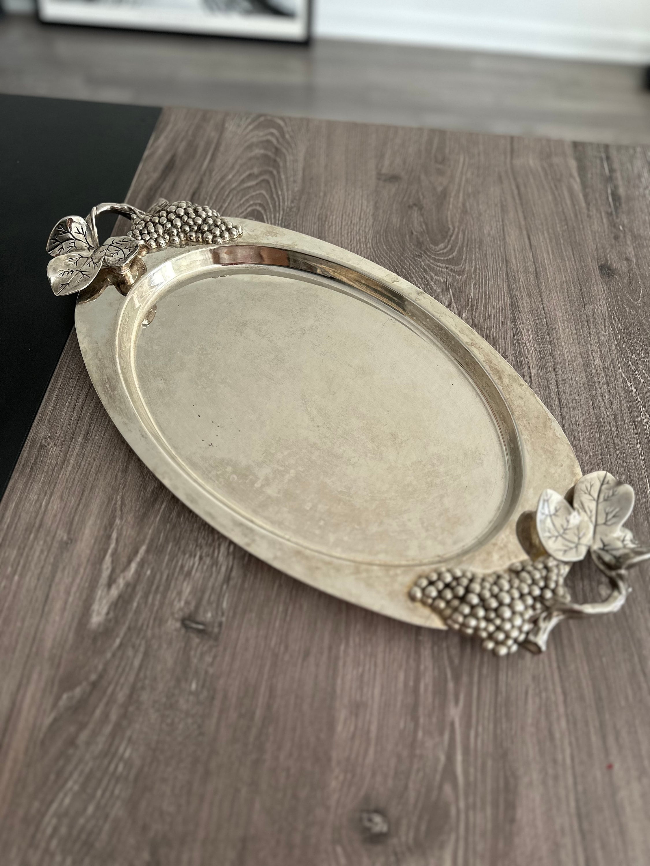 Vintage Godinger Silver Plate Tray Oval Grapes Pattern Godinger ...