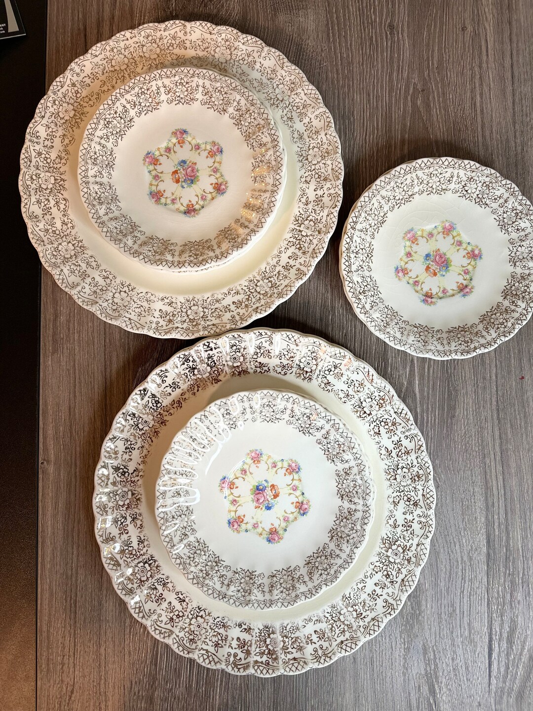 Vintage American Fortune Floral With 22k Gold K-S518 Platter Serbring ...