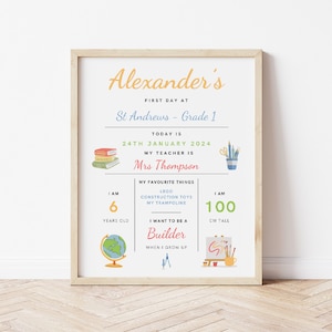 Back to School Sign, Printable First Day of School Poster, 1st Day of ...