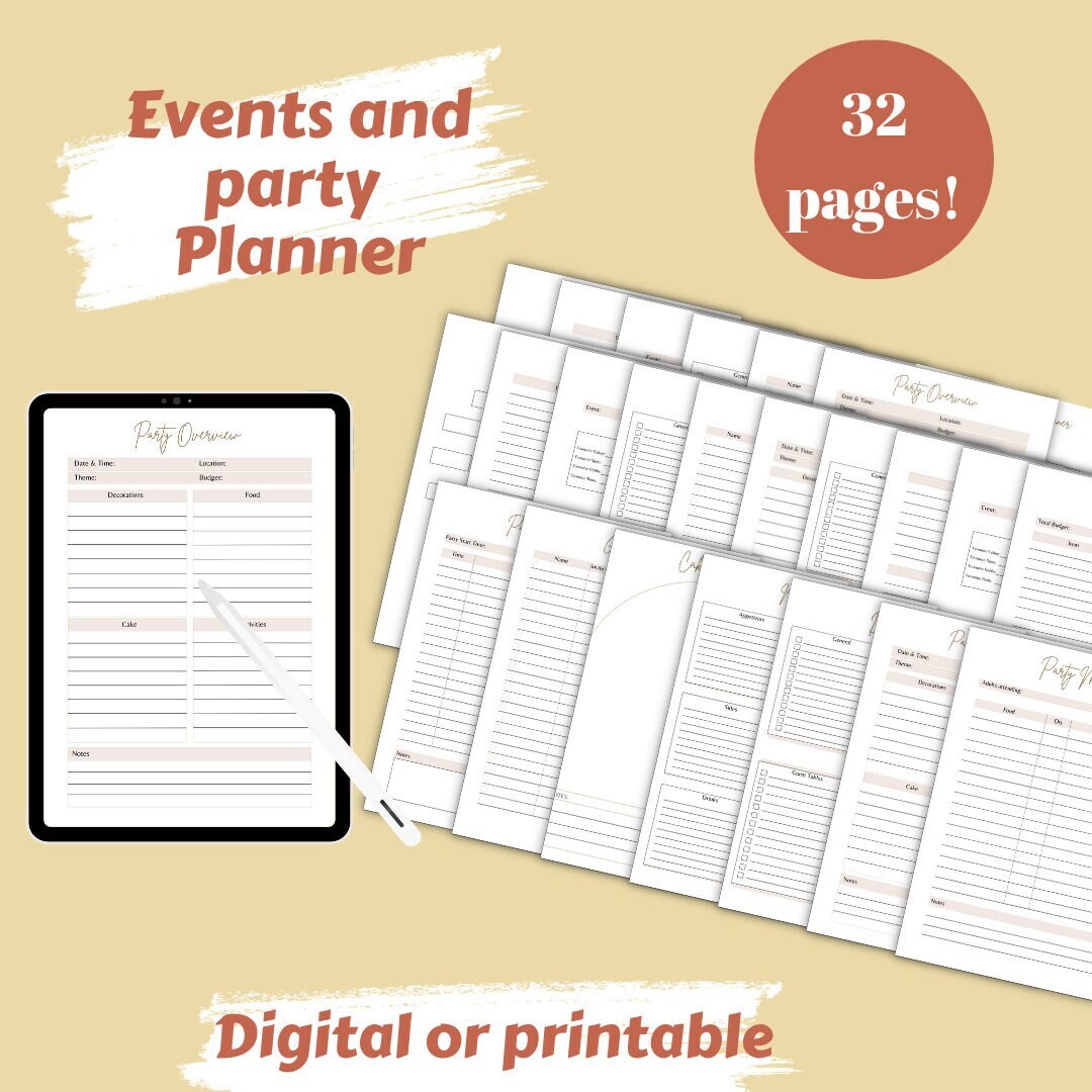 Digital Event Planner Printable, Birthday Party Planner, Goodnotes ...