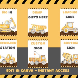 Construction Party Signs, Editable Digital Poster, Dump Gifts Here ...