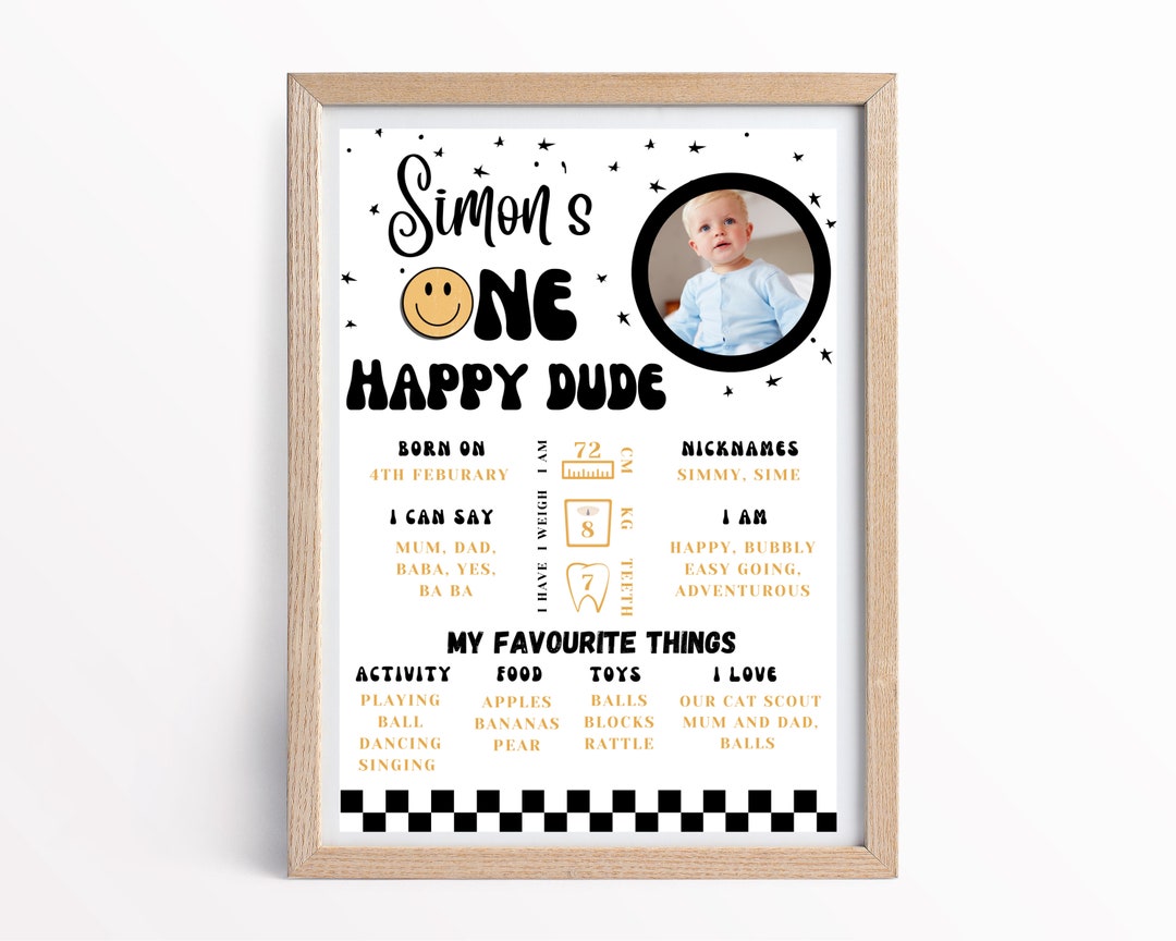 One Happy Dude Milestone Poster, One Happy Dude Birthday Stats, One ...