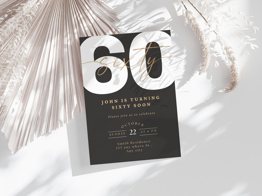 60th Birthday Invitation, Printable 60th Party Invite, Editable ...