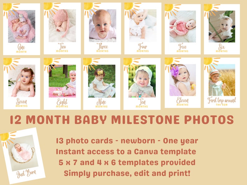 First Trip Around the Sun Monthly Photo Banner, Sun First Birthday ...