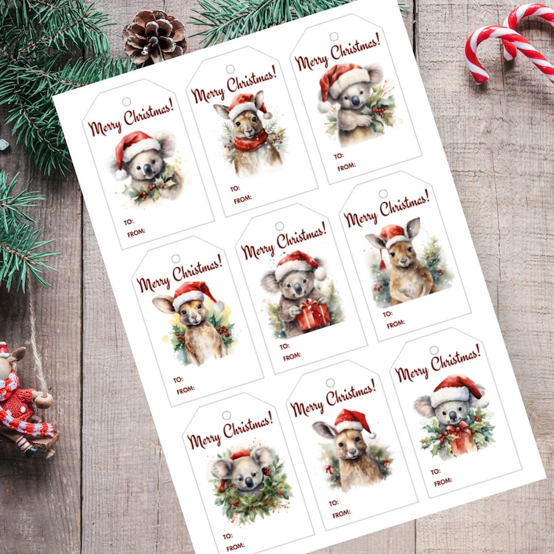 Australian Christmas Gift Tags Printable | Instant Download Holiday ...