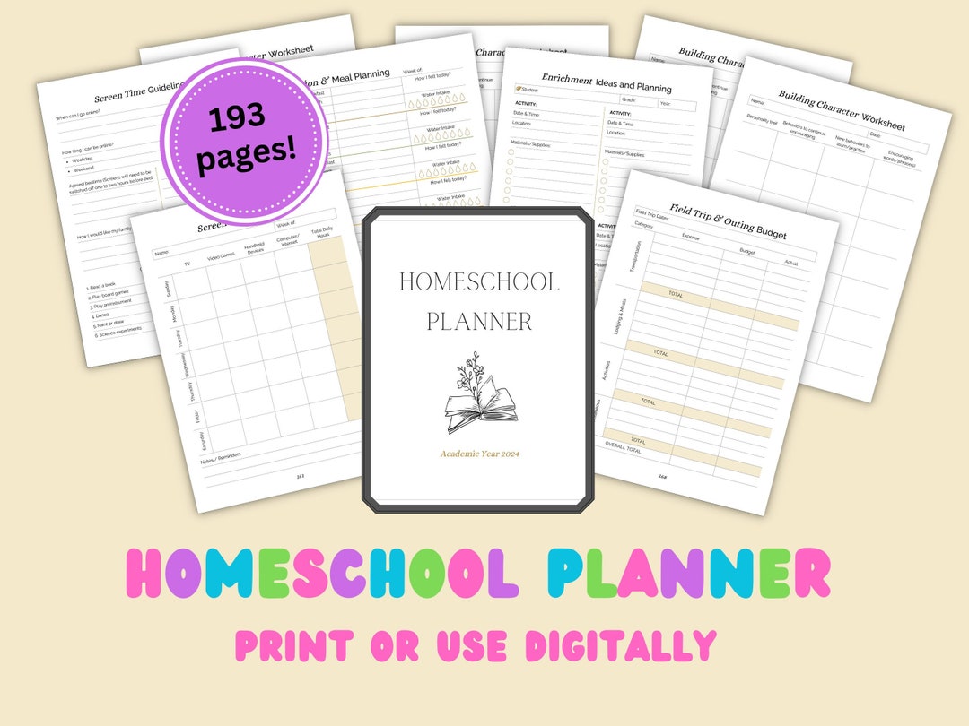 Homeschool Printable Planner, Digital Planner 2024 and 2025, Minimalist ...