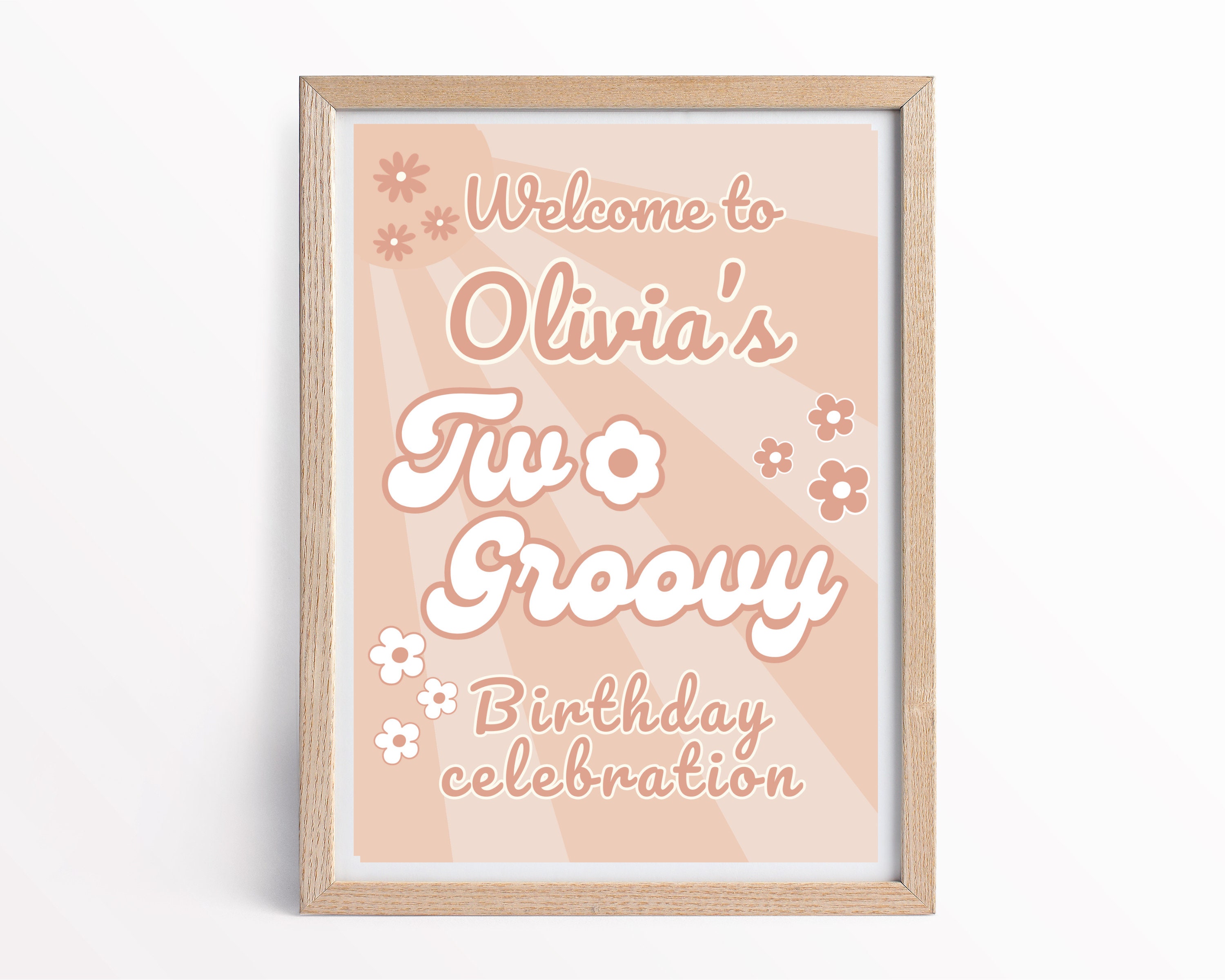 Two Groovy Birthday Party Poster, Two Groovy Welcome Sign, Printable ...