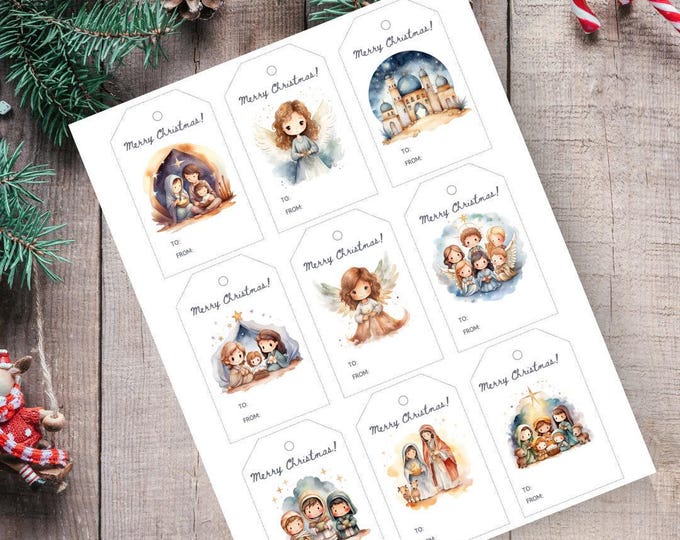Printable Christmas Nativity Gift Tags, Catholic Gift, Christian ...