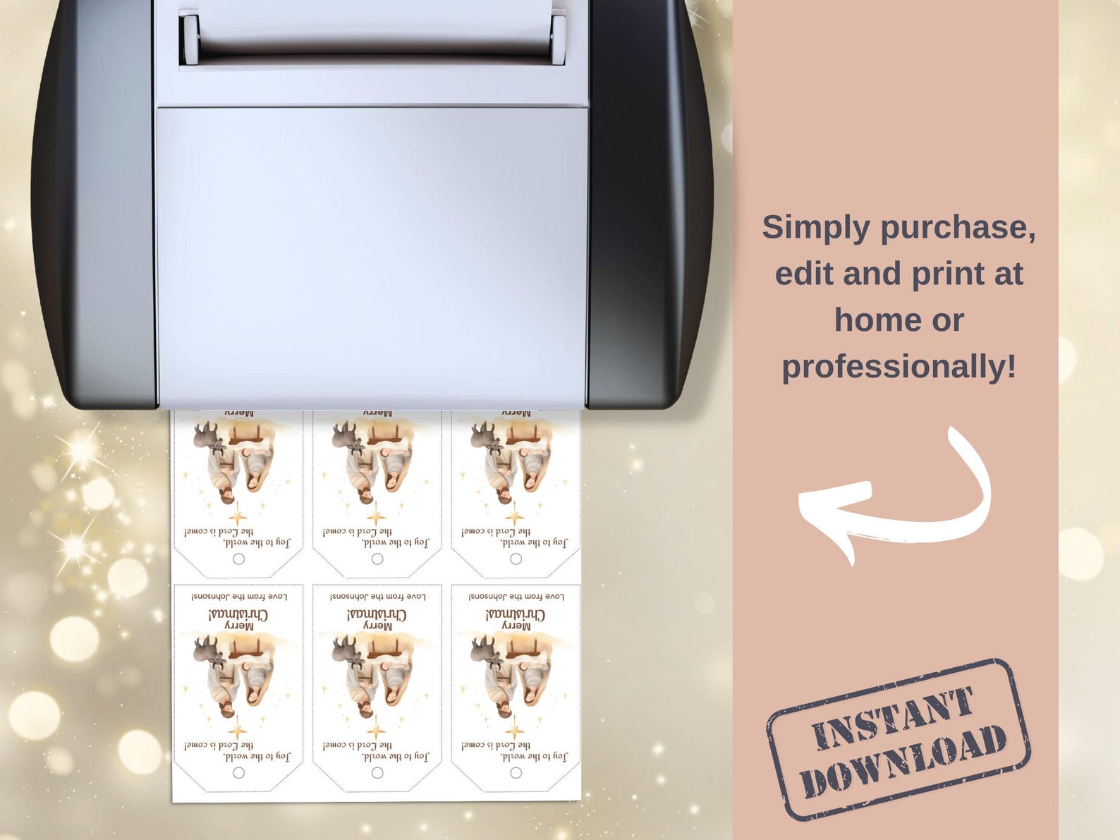 Printable Christian Nativity Gift Tags | Editable Christmas Favor Cards ...