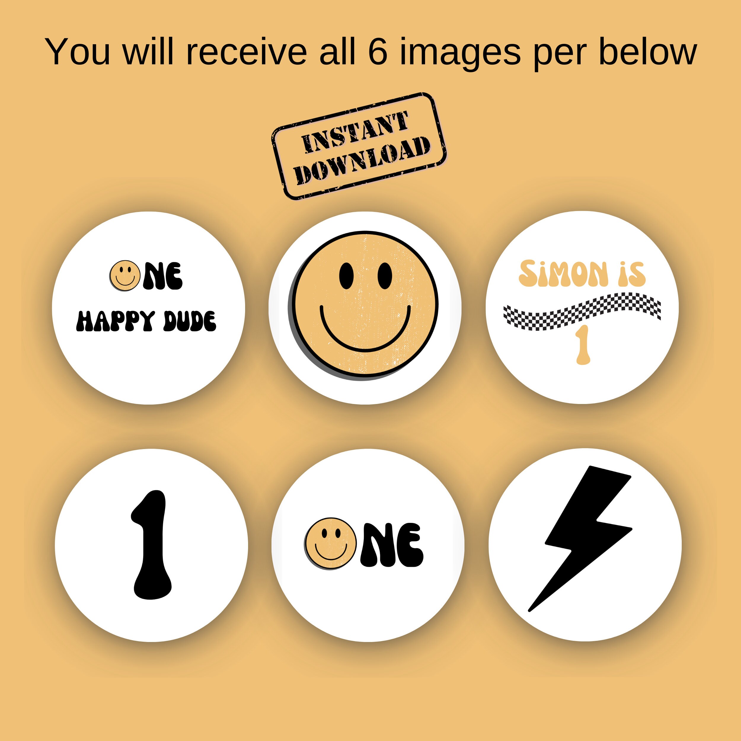 One Happy Dude Cupcake Toppers Smiley Face Birthday Party Decorations ...