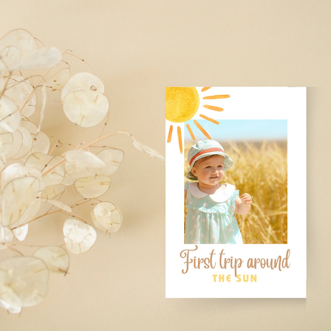 First Trip Around the Sun Monthly Photo Banner, Sun First Birthday ...