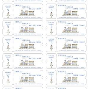 Train Birthday Thank You Tags, Train Party Ticket Favor Tags, Editable ...
