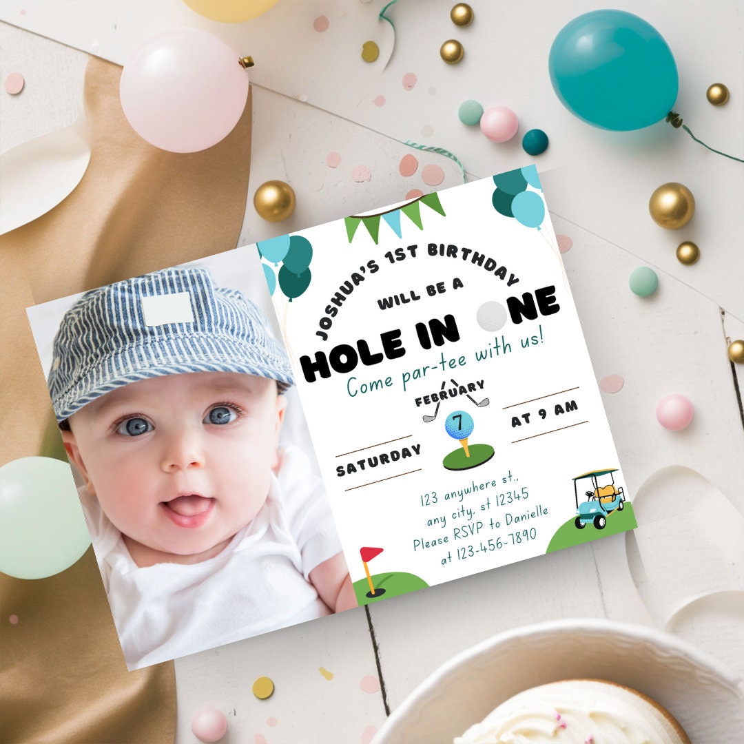 Hole in One Golf Birthday Invitation Editable Hole in One Golf Birthday ...