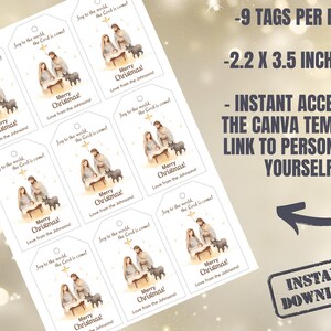 Printable Christian Nativity Gift Tags | Editable Christmas Favor Cards ...