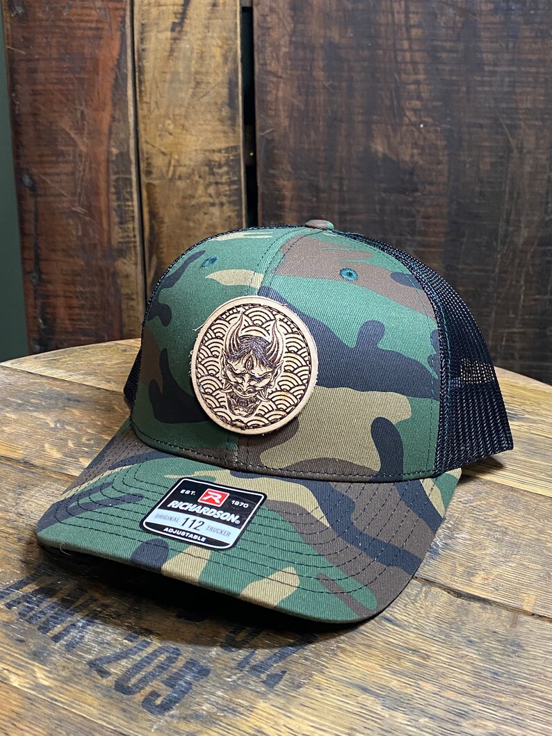 Oni Mask Leather Patch Hat - Etsy