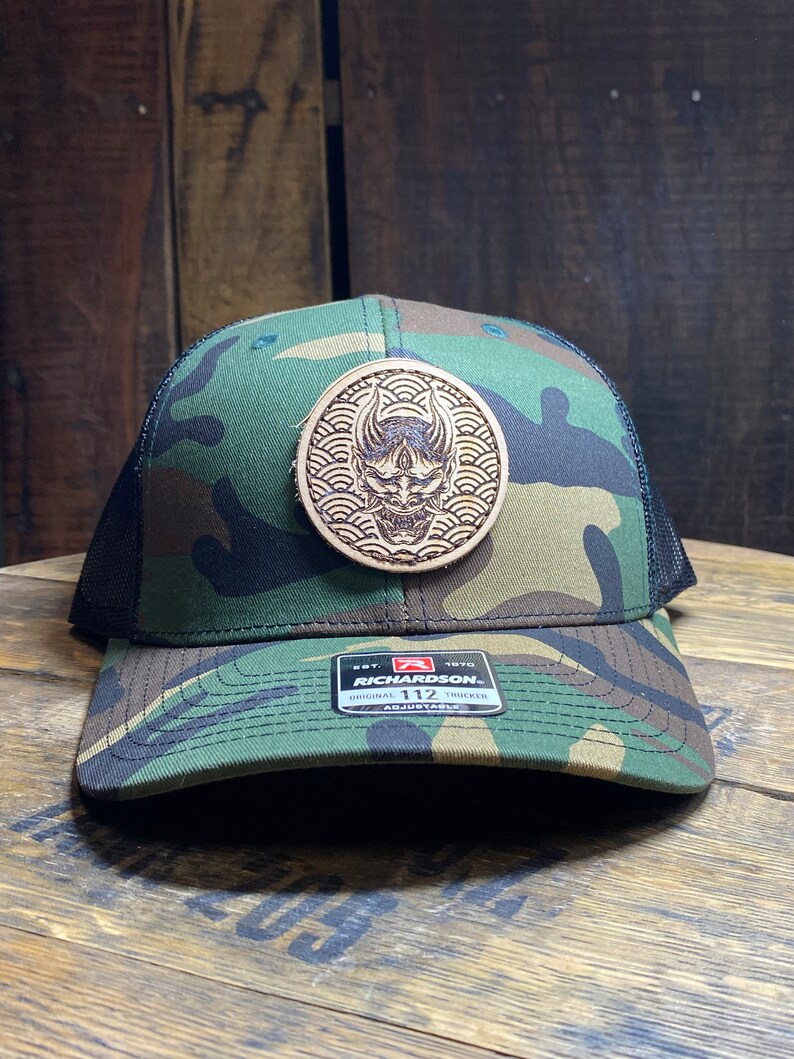 Oni Mask Leather Patch Hat - Etsy