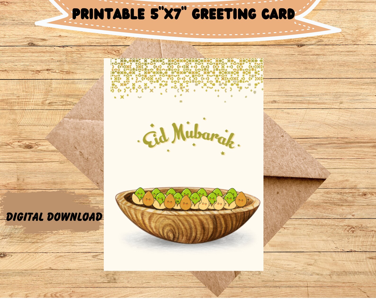 Eid Card, Printable Cards, Eid Nuts, Cute Eid Card for Mom, Cute Eid ...