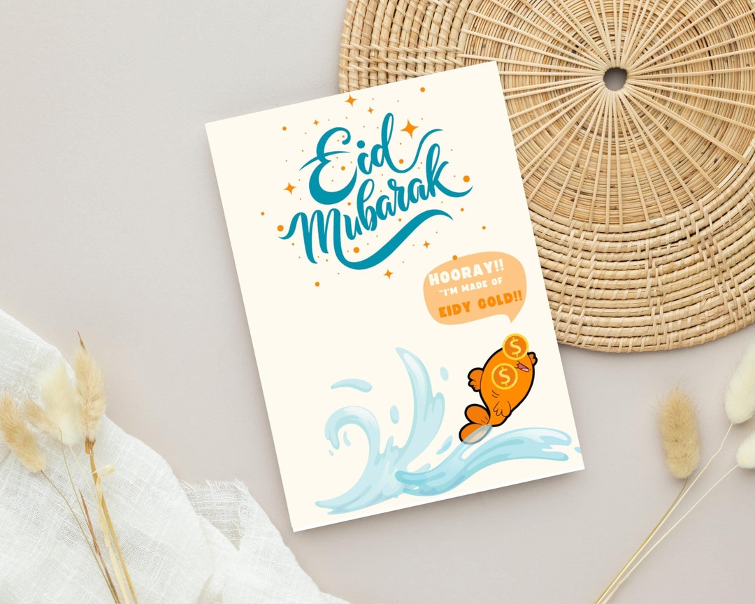 Cute Greedy Goldfish Eid Card – Digital Download – Funny Eid Card for ...