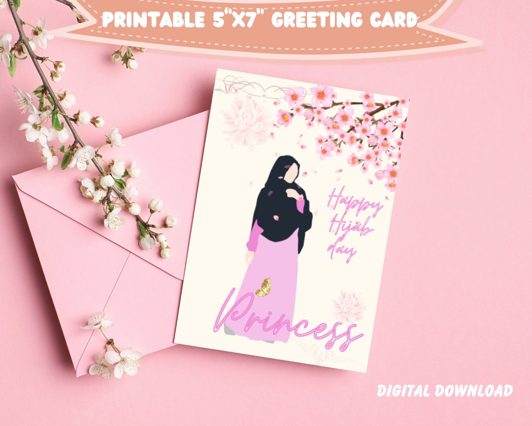 Personalized Hijab Card-elegant Hijabi Lady Under Blossom Tree - Hijab ...